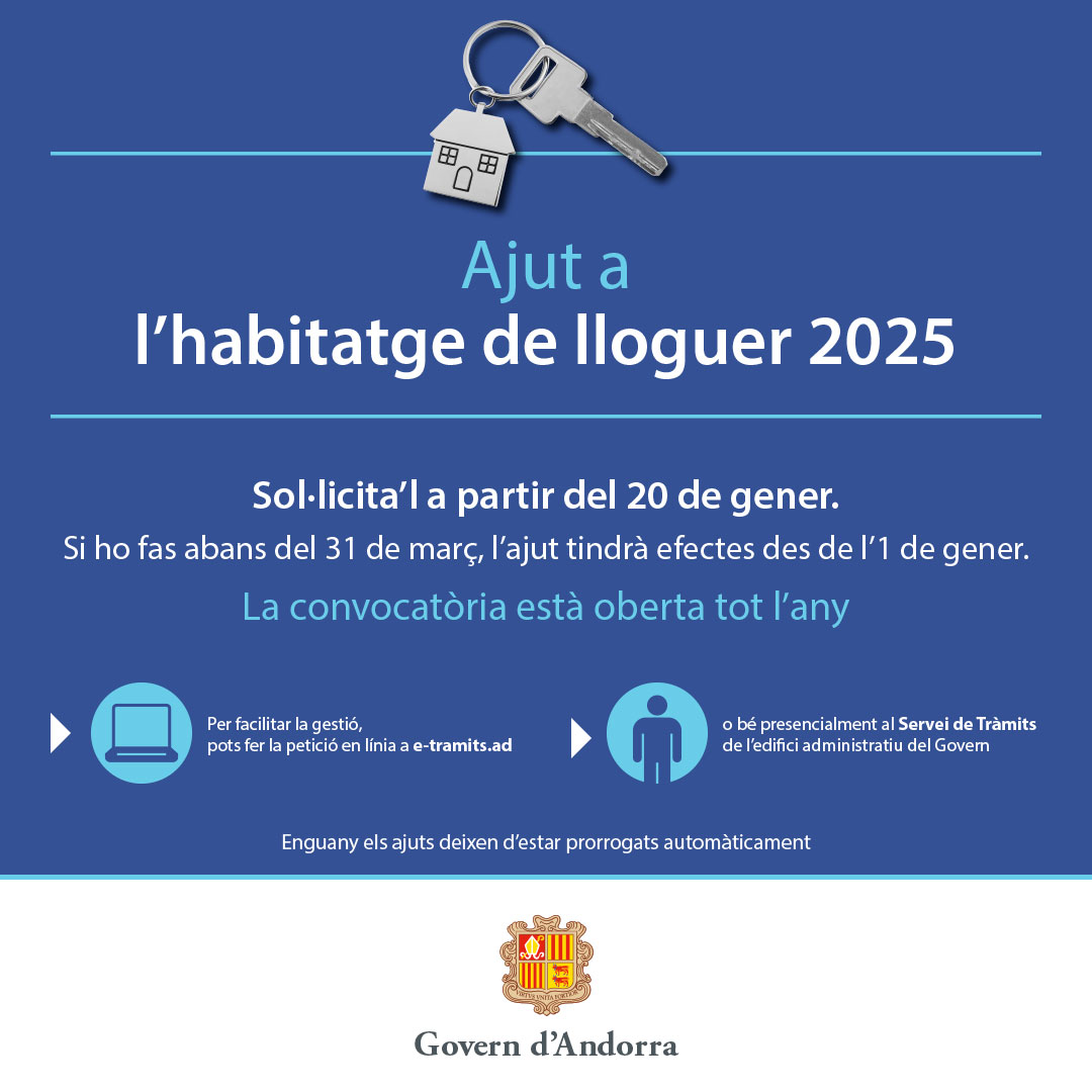 Oberta la convocatòria per demanar els ajuts de lloguer
